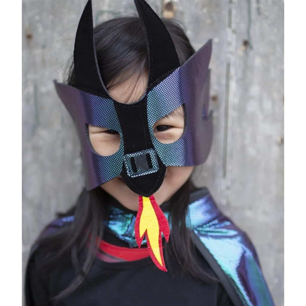 Omkeerbare draken-ridder cape met masker - Prinsessenjurk.nl